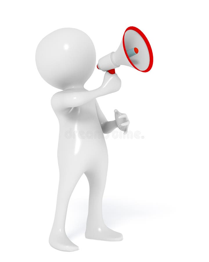 3D Man Shouting on a Megaphone Stock Illustration - Illustration of ...