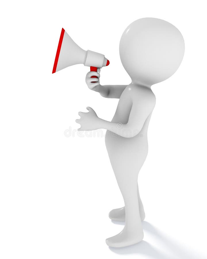 3D man using megaphone stock illustration. Illustration of info - 46695792