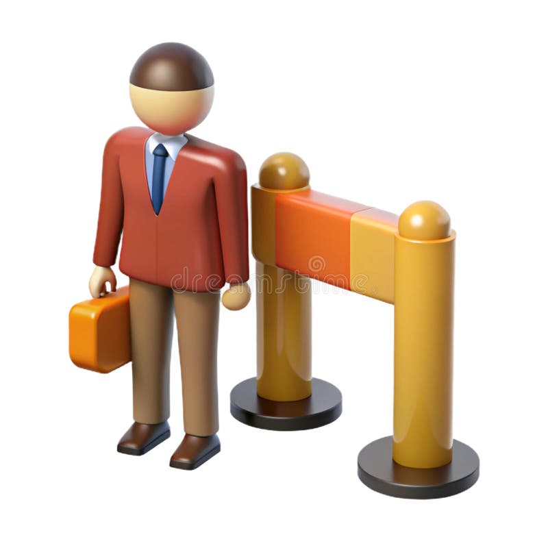 3D Man Waiting at the Access Gate Isolated on Stock Illustration ...