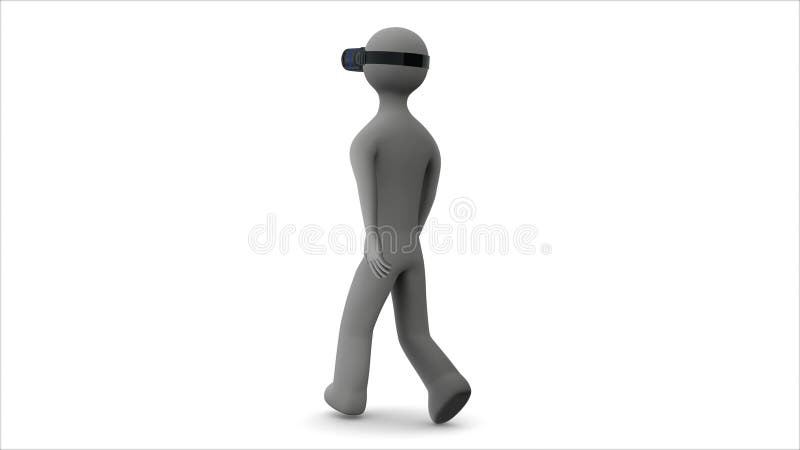 3d Man Walking in a Virtual Reality Headset. Alpha Matte. Loop. Stock ...