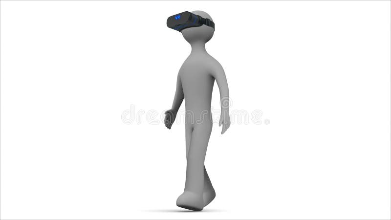 3d Man Walking in a Virtual Reality Headset. Alpha Matte. Loop. Stock ...