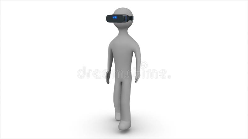 3d Man Walking in a Virtual Reality Headset. Alpha Matte. Loop. Stock ...