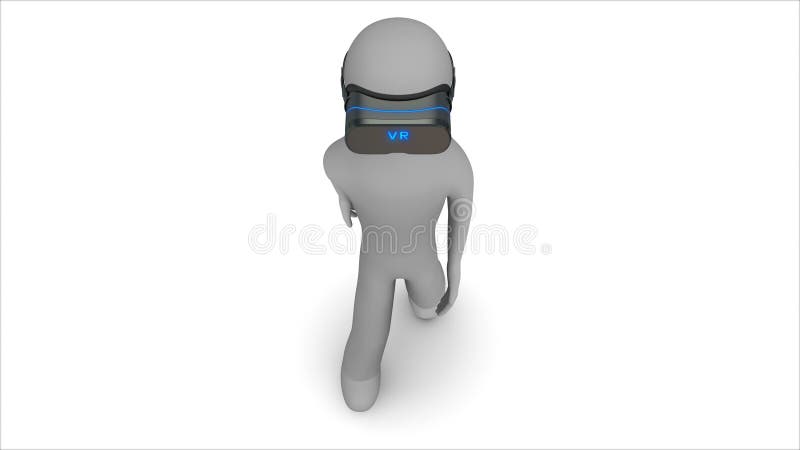 3d Man Walking in a Virtual Reality Headset. Alpha Matte. Loop. Stock ...