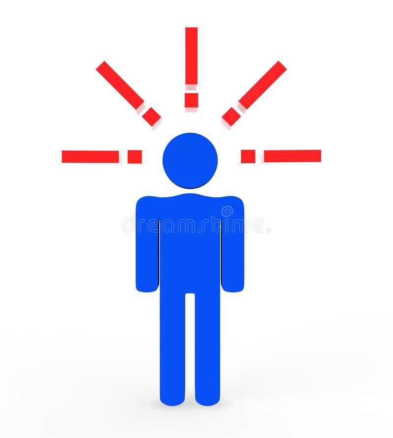 3d man warning symbol stock illustration. Illustration of mark - 177485135