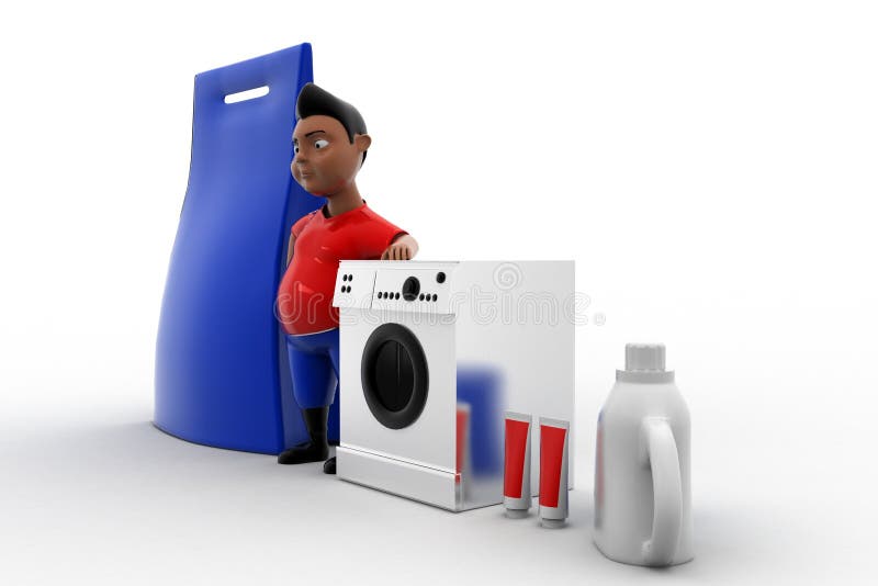 Superhero on a Washing Machine Stock Illustration - Illustration of ...