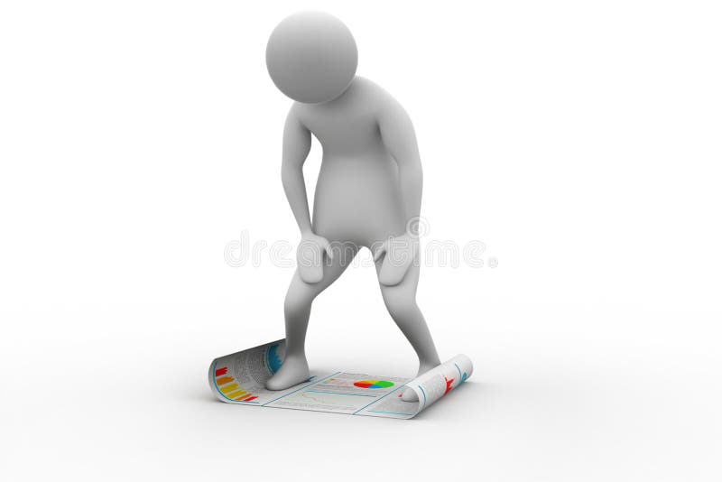 3d Man Watching the Business Report Stock Illustration - Illustration ...