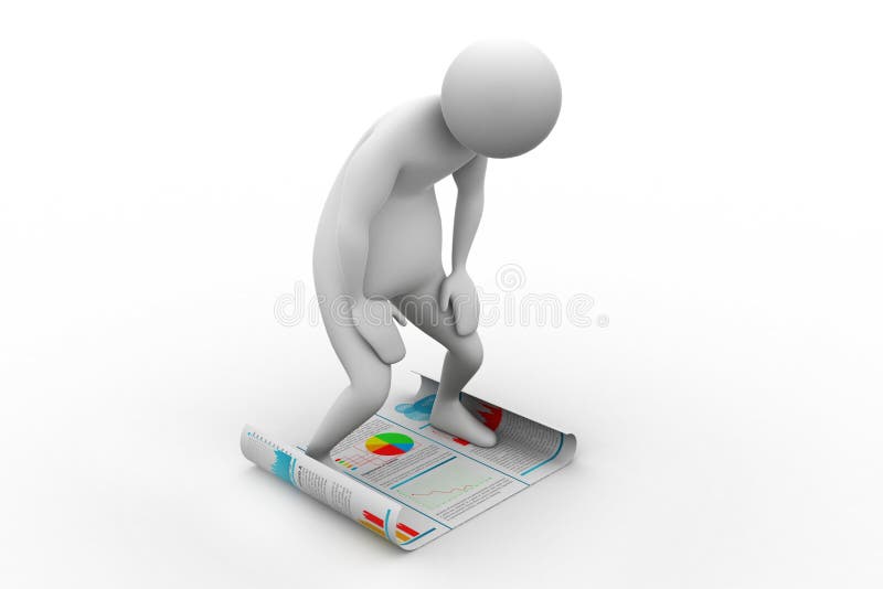 3d Man Watching the Business Report Stock Illustration - Illustration ...