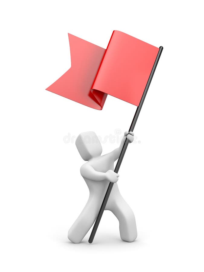 3d man waving red flag stock illustration. Illustration of background ...