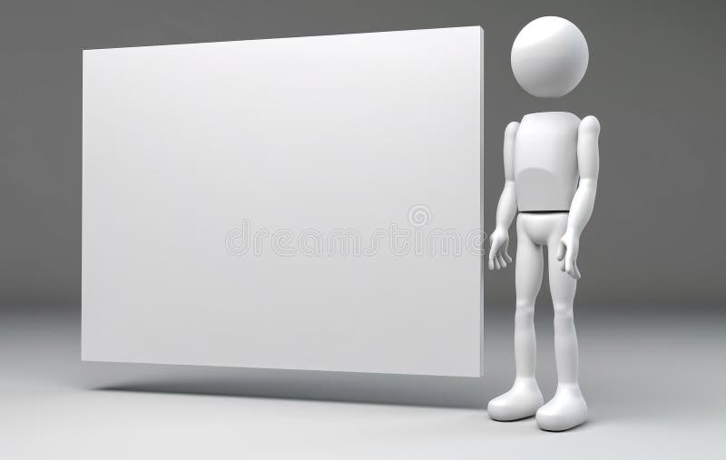 3d Man and White Board. for Writing Data, Important Day Messages ...