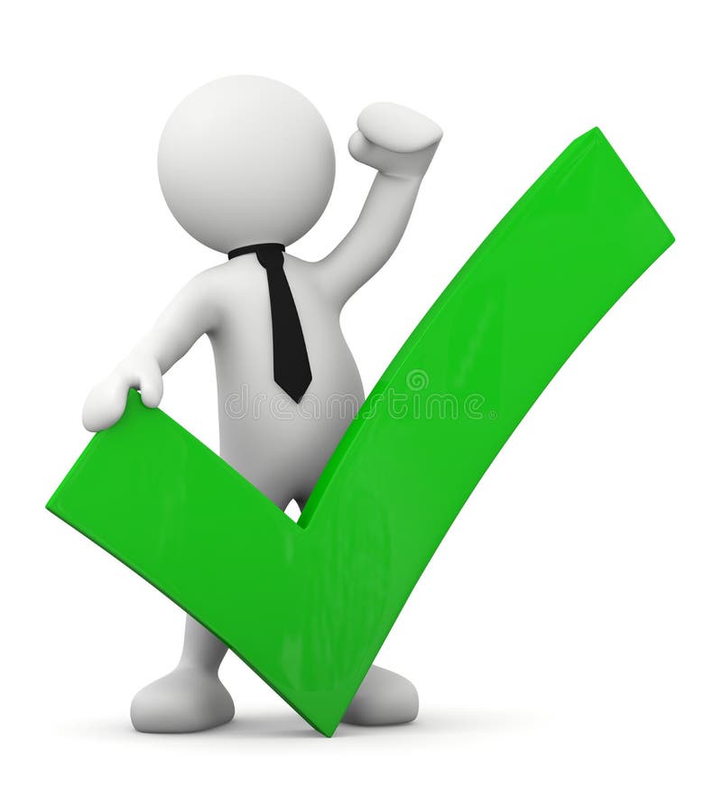 3d man wins with check stock illustration. Illustration of evolution ...