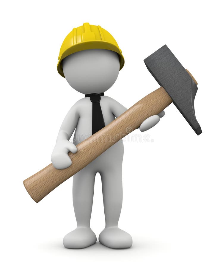 3d Man Worker Work in Progress Stock Illustration - Illustration of ...