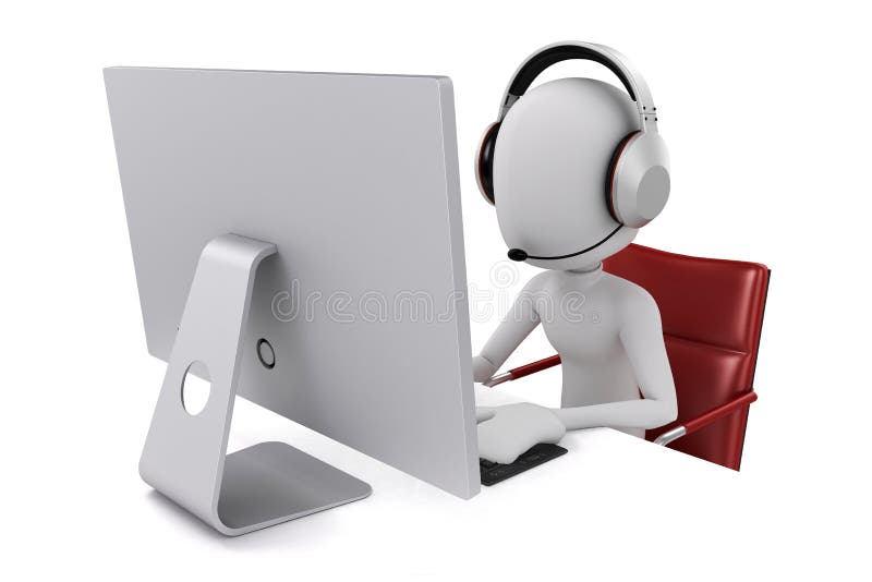 3d Man, Working at Computer Stock Illustration - Illustration of ...