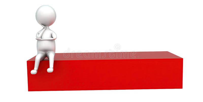 3d Man Worried while Sitting on Red Rectangular Box Concept Stock ...