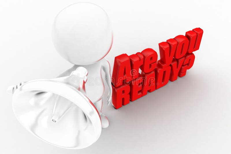 3d Man Are You Ready Concept Stock Illustration - Illustration of mark ...