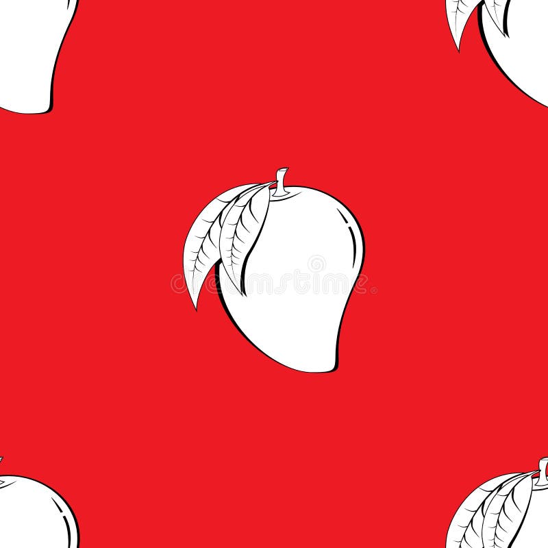 2d Mango Fruit Contour Abstract on Red Background Stock Vector ...