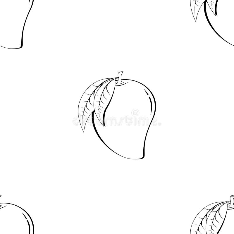 2d Mango Fruit Contour Abstract on White Background Stock Vector ...