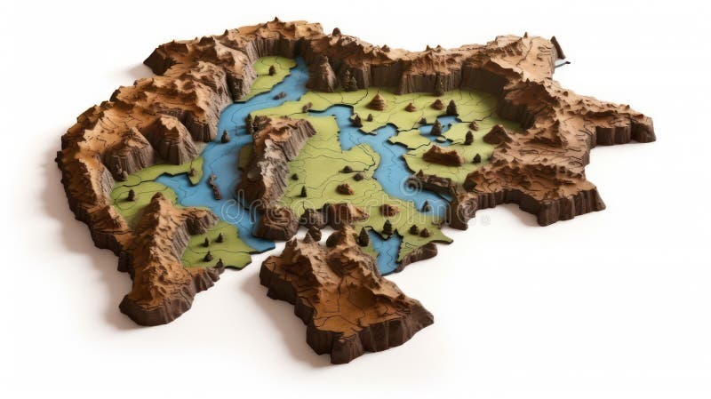 3d Map of an Ancient Continent Isolated on White Created with ...