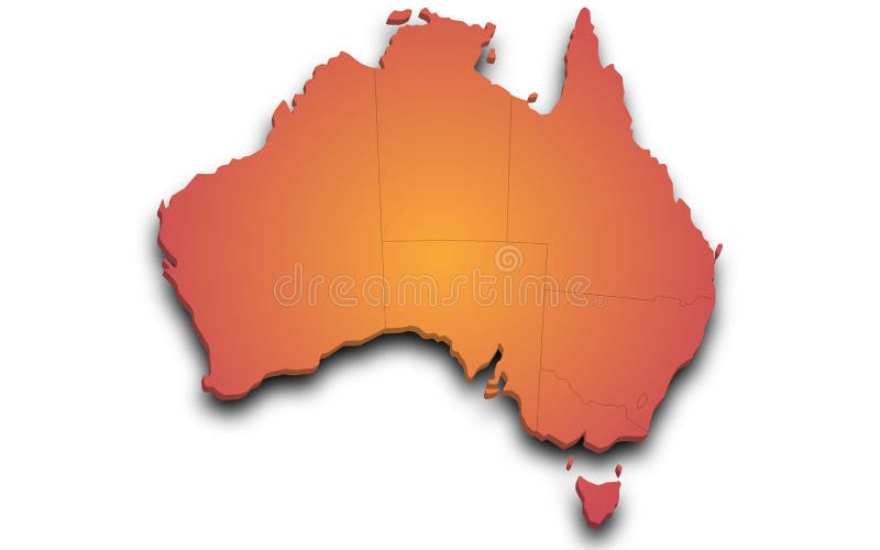 3d Map of Australia with Borders of Regions Stock Illustration ...