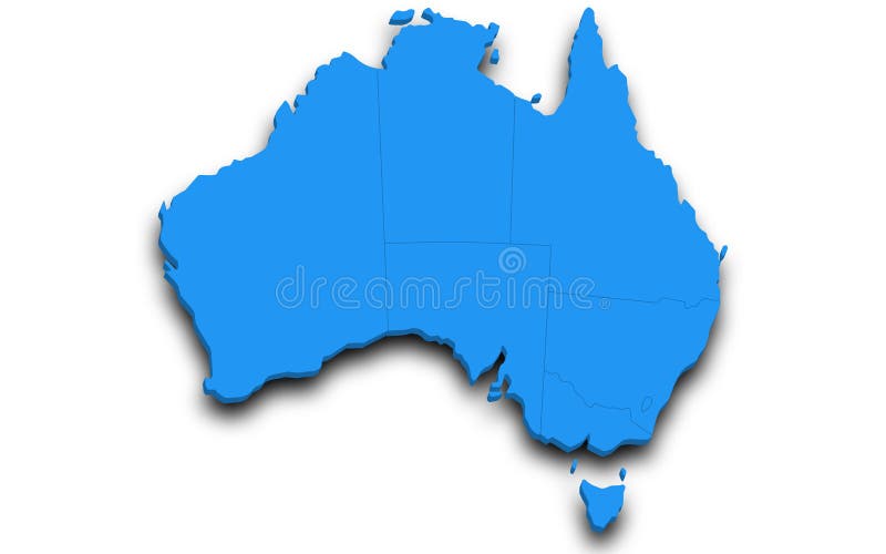 3d Map of Australia with Borders of Regions Stock Illustration ...