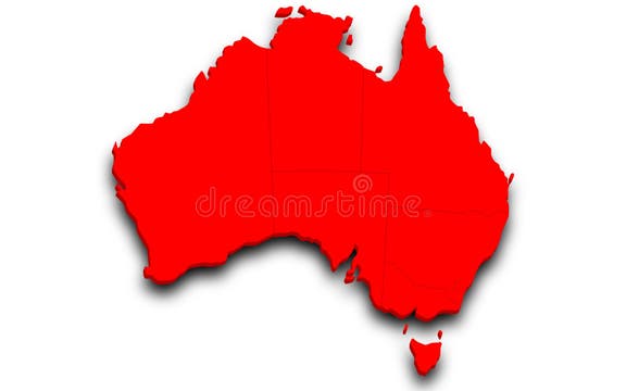 3d Map of Australia with Borders of Regions Stock Illustration ...