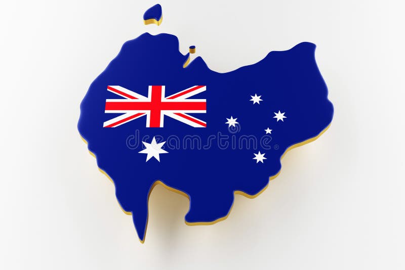 3D Map of Australia. 3d Rendering Stock Illustration - Illustration of ...