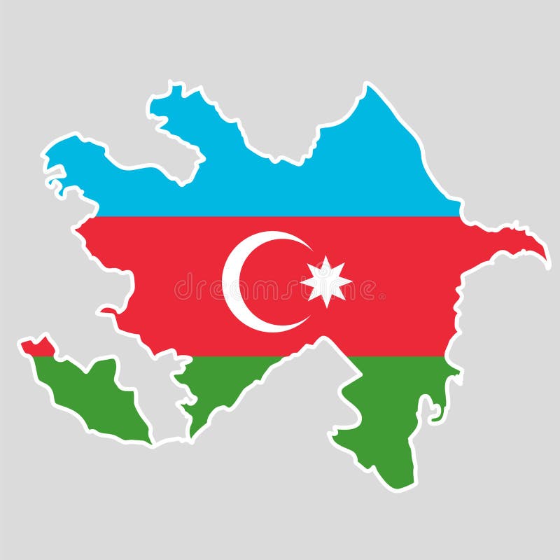 2D Map of Azerbaijan in Flag Colors Isolated Vector Stock Vector ...
