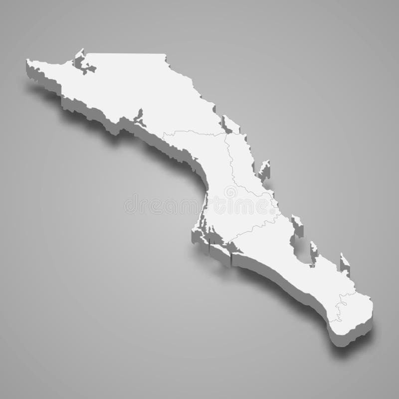 3d Map of Baja California is a State of Mexico Stock Illustration ...
