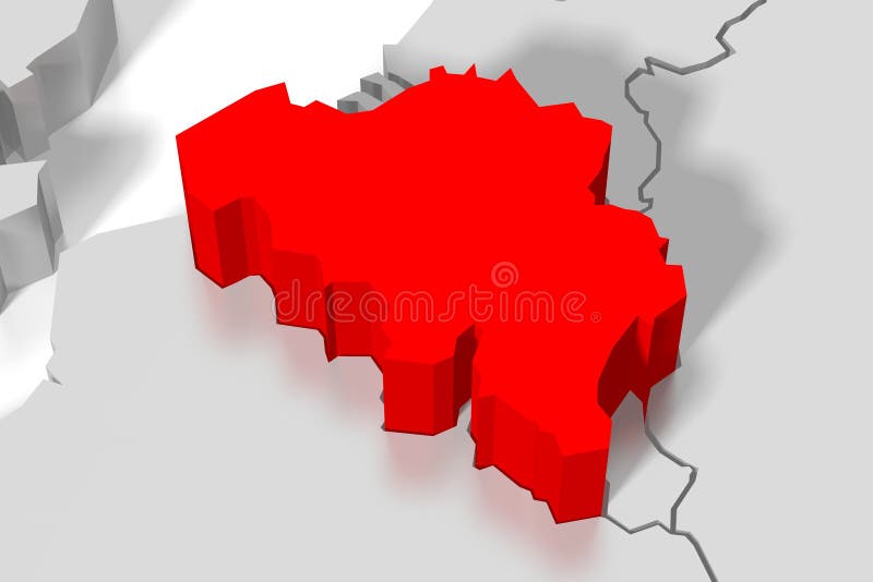Belgium - Political Map, Red Country Shape, Borders Stock Illustration ...