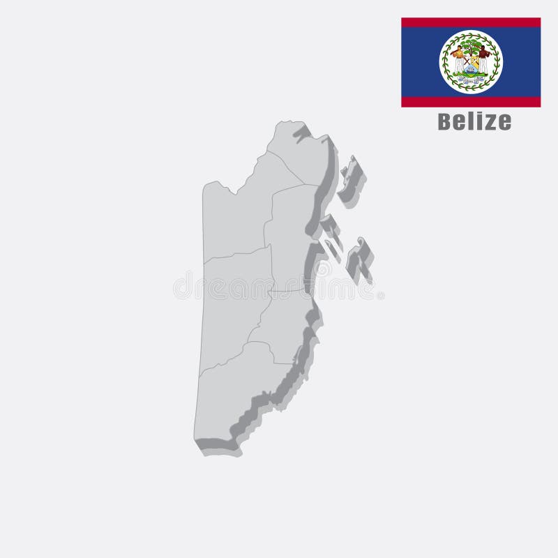 3D Map of Belize with Separated Sections on a White Background Stock ...