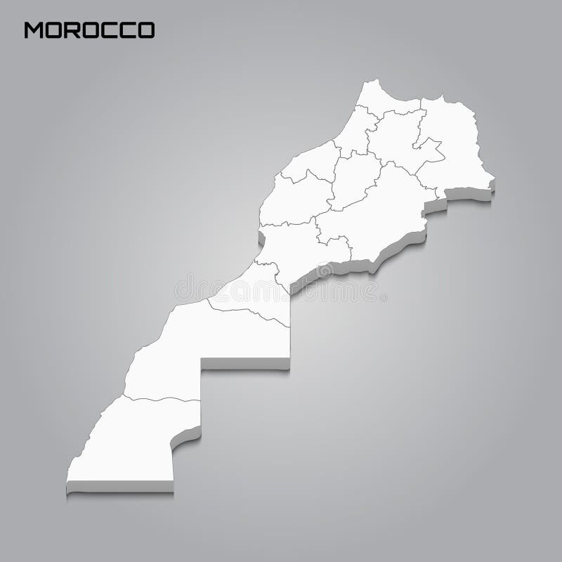 3d Map with Borders of Regions Stock Illustration - Illustration of ...