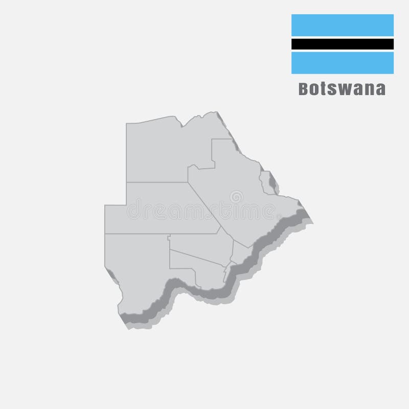 3D Map of Botswana with Separated Sections on a White Background Stock ...