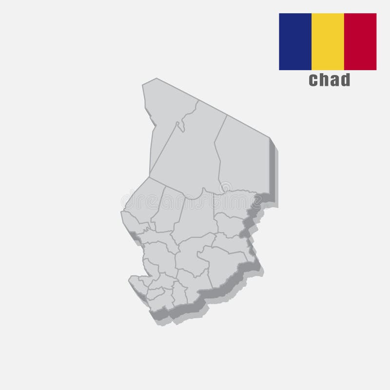 3D Map of Chad with Separated Sections on a White Background Stock ...