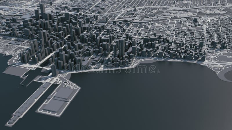 Chicago city 3d map. stock illustration. Illustration of promoting ...