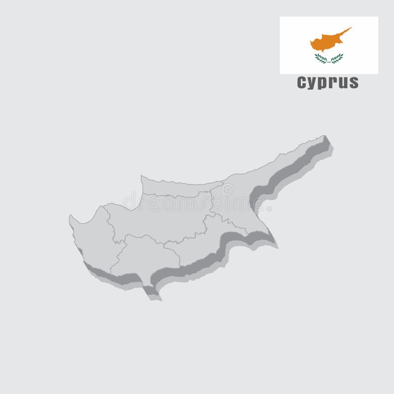 3D Map of Cyprus with Separated Sections on a White Background Stock ...