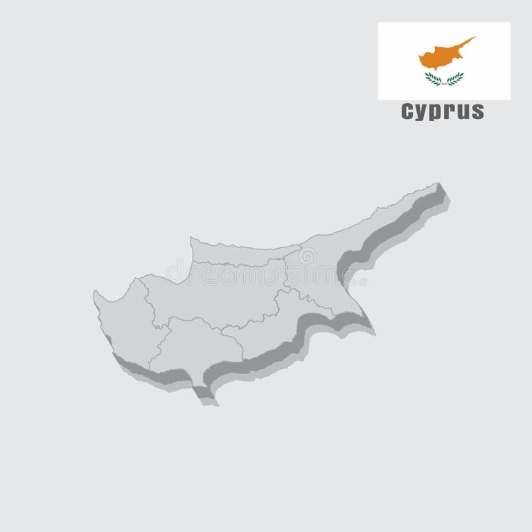 3D Map of Cyprus with Separated Sections on a White Background Stock ...