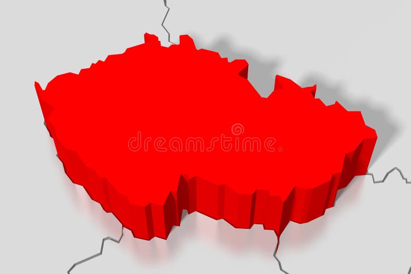 Czech Republic, Czechia - Political Map, Red Country Shape, Borders ...