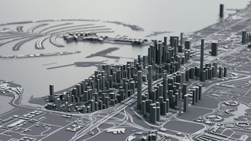 Dubai city 3d map. stock illustration. Illustration of promoting - 194478827