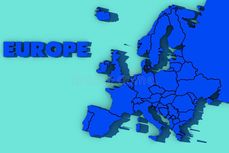 3d map of Europe stock illustration. Illustration of hungary - 56231419