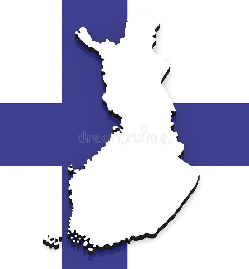3D Map of Finland on the National Flag Stock Illustration ...