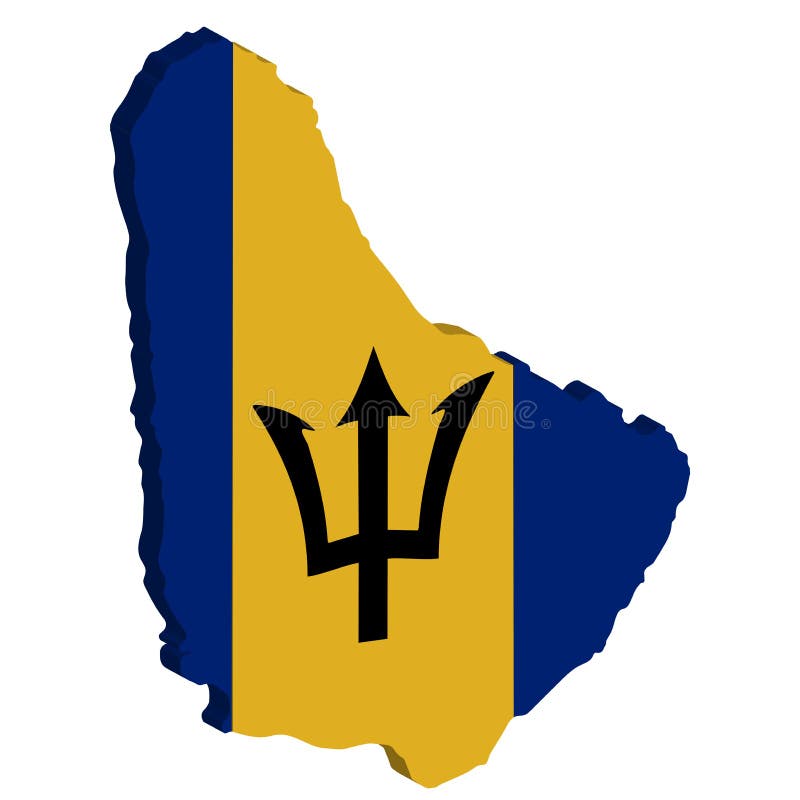 3D Map Flag Barbados Vector Illustration Stock Vector - Illustration of ...