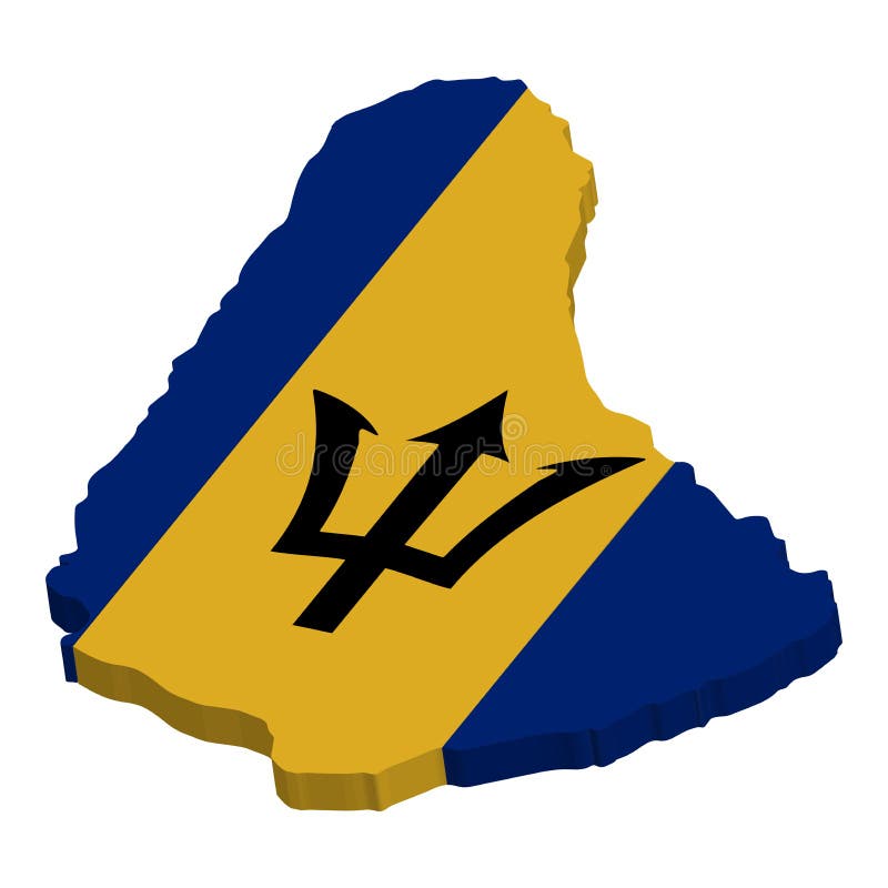 3D Map Flag Barbados Vector Illustration Stock Vector - Illustration of ...