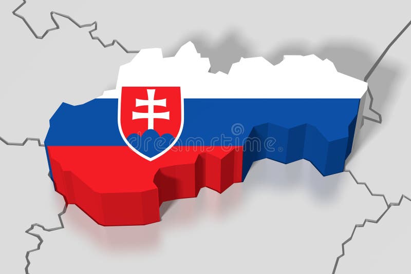3D map, flag - Slovakia stock illustration. Illustration of territory ...