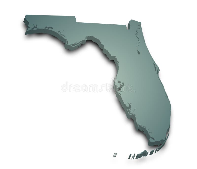 3d Map of Florida State with Color. United State of America, US, United ...