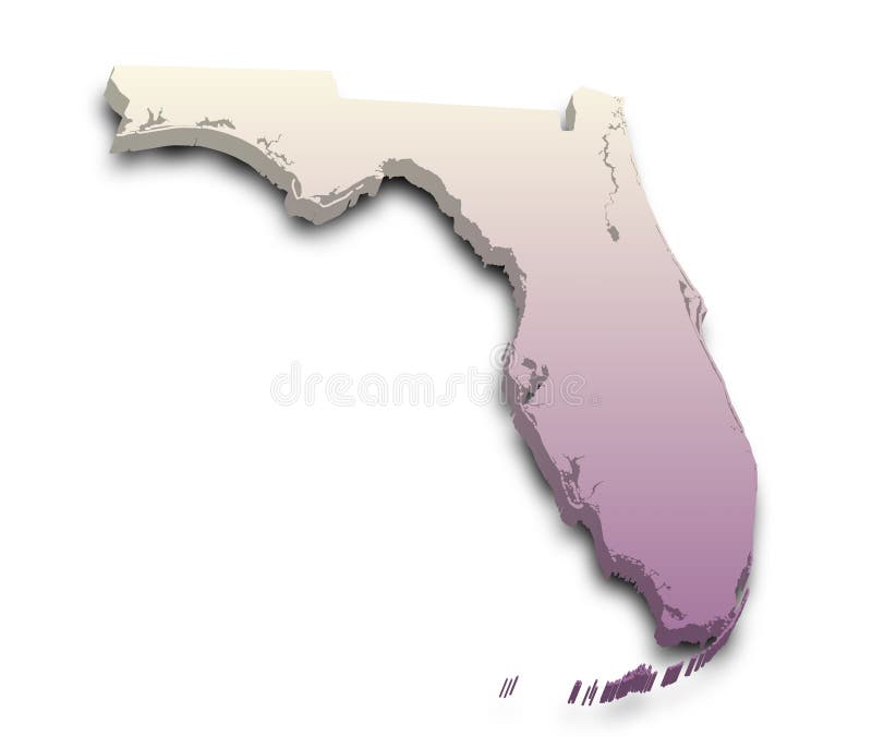 3d Map of Florida State with Color. United State of America, US, United ...
