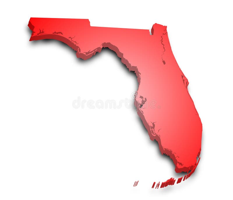 3d Map of Florida State with Color. United State of America, US, United ...