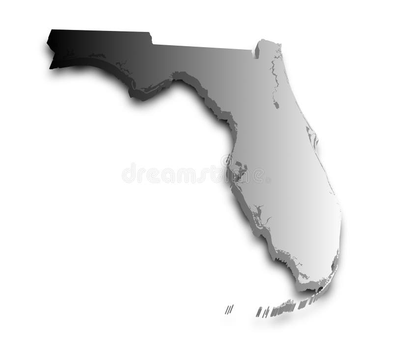 3d Map of Florida State with Color. United State of America, US, United ...