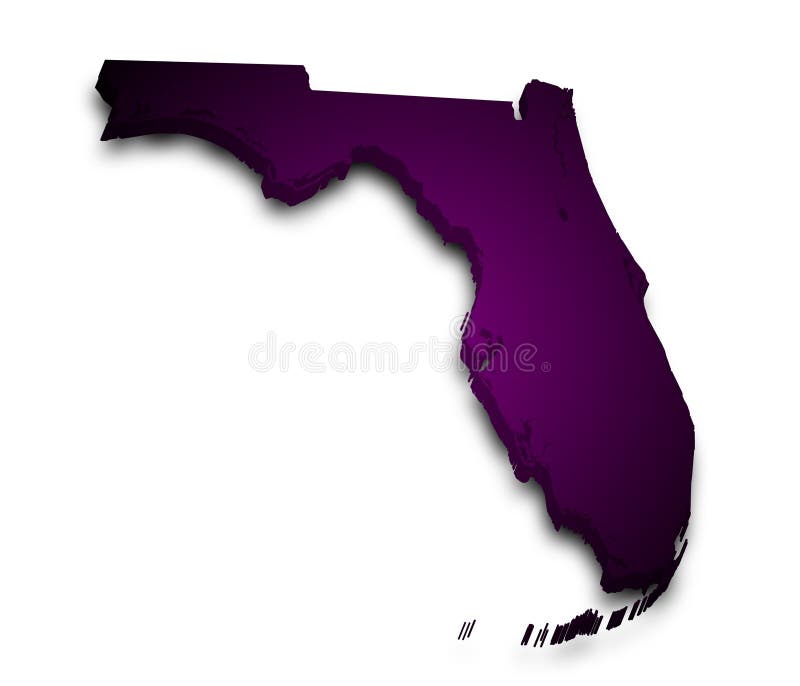 3d Map of Florida State with Color. United State of America, US, United ...