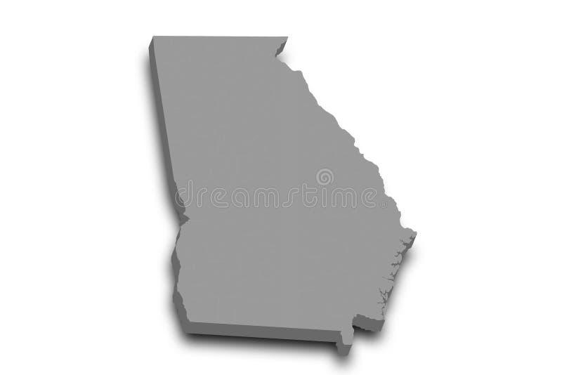 3d Map of Georgia State with Color. United State of America, US, United ...