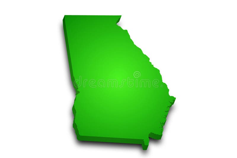 3d Map of Georgia State with Color. United State of America, US, United ...