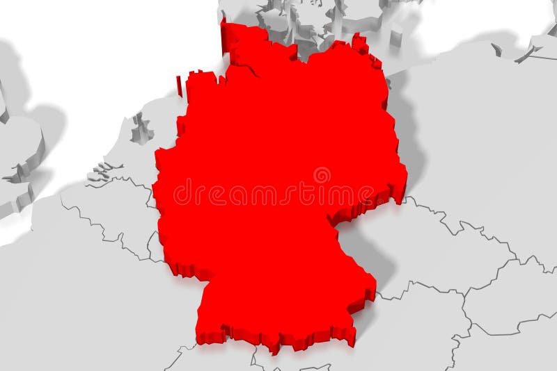 Germany - Political Map, Red Country Shape, Borders Stock Illustration ...